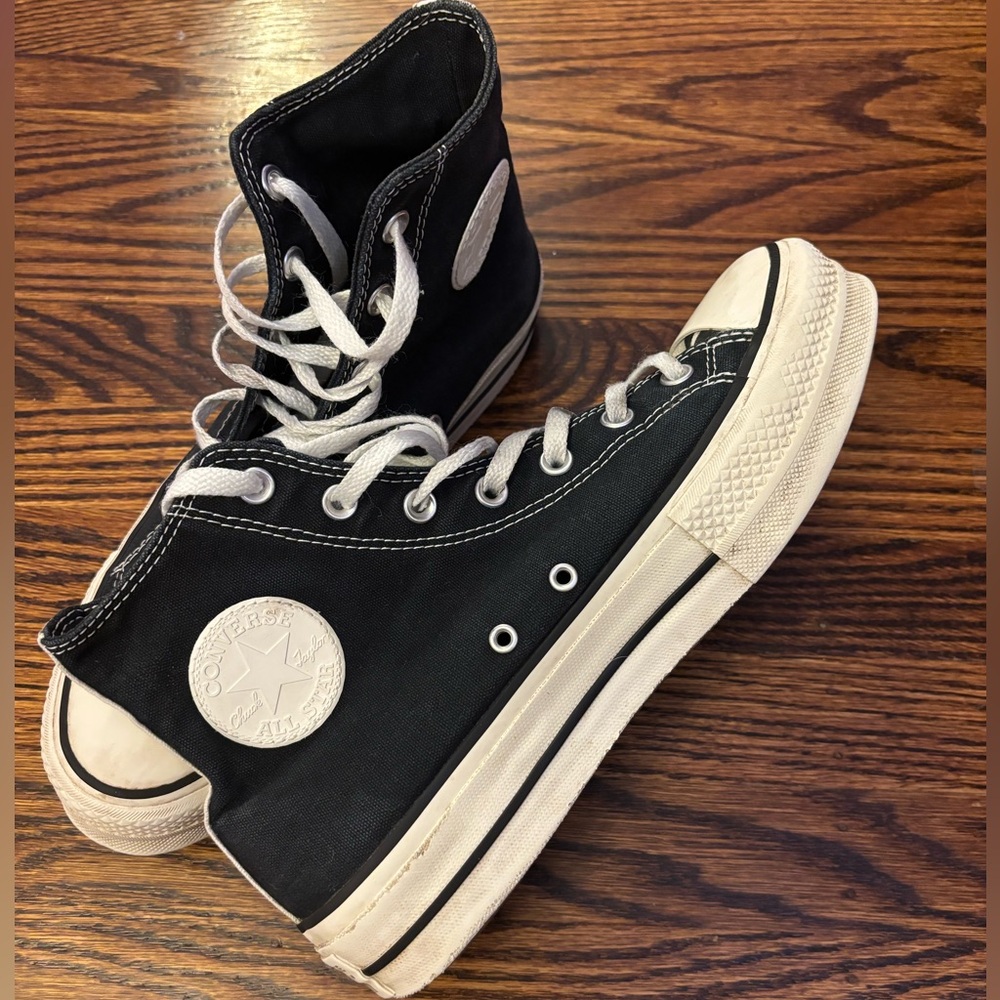 Converse, Rare Custom Platform High Top Sneakers, Bla… - Gem